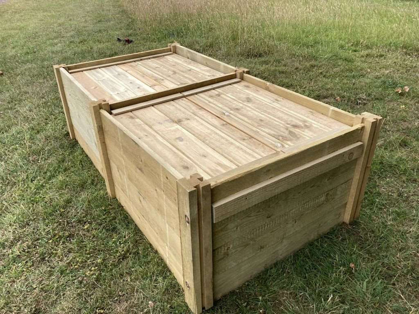 Wooden Double Bay Compost Bin & Lid Set | Agamemnon Timber